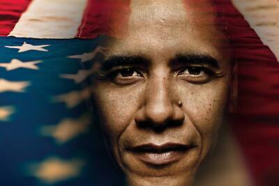 Barack Obama American Flag Art Wall Indoor Room Outdoor Poster - POSTER ...