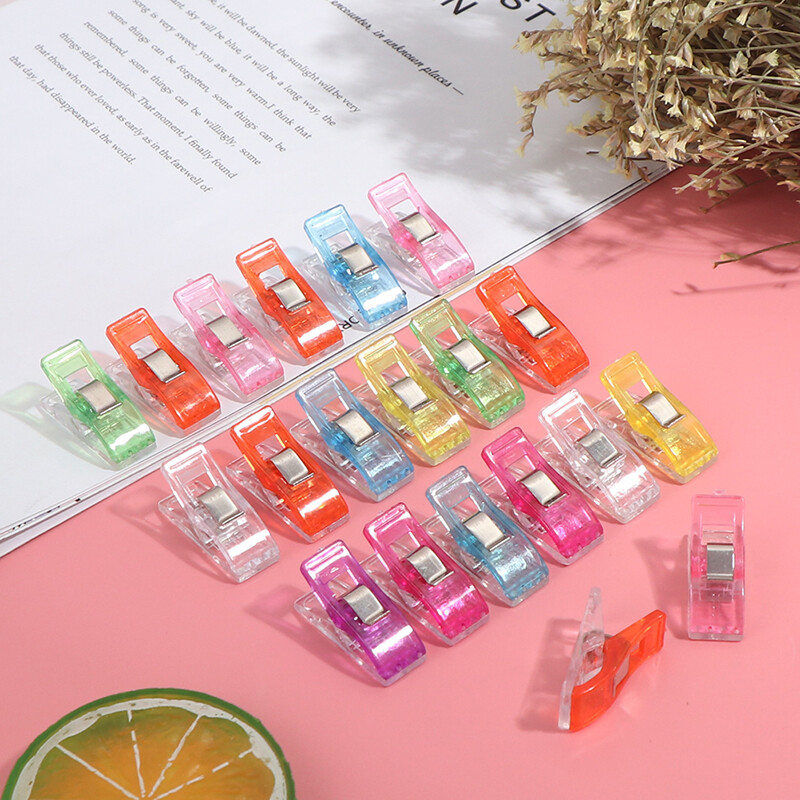 20pcs mixed color plastic edging clip plastic small clip sewing ...