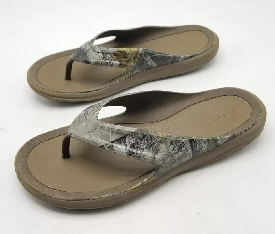 Mens Crocs Realtree Swiftwater Edge Wave Camo Flip Flops Slides Size 13 | eBay