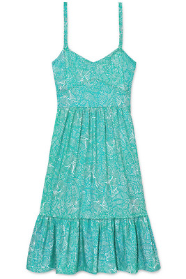 Women's Dress - Printed Floral Dress - Sundress - 2XL - Neon Turquoise ...