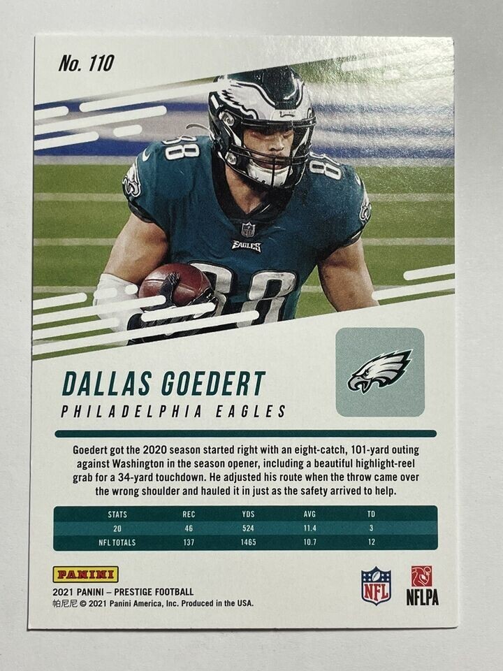 DALLAS GOEDERT Philadelphia Eagles 2021 Panini Prestige NFL Football ...