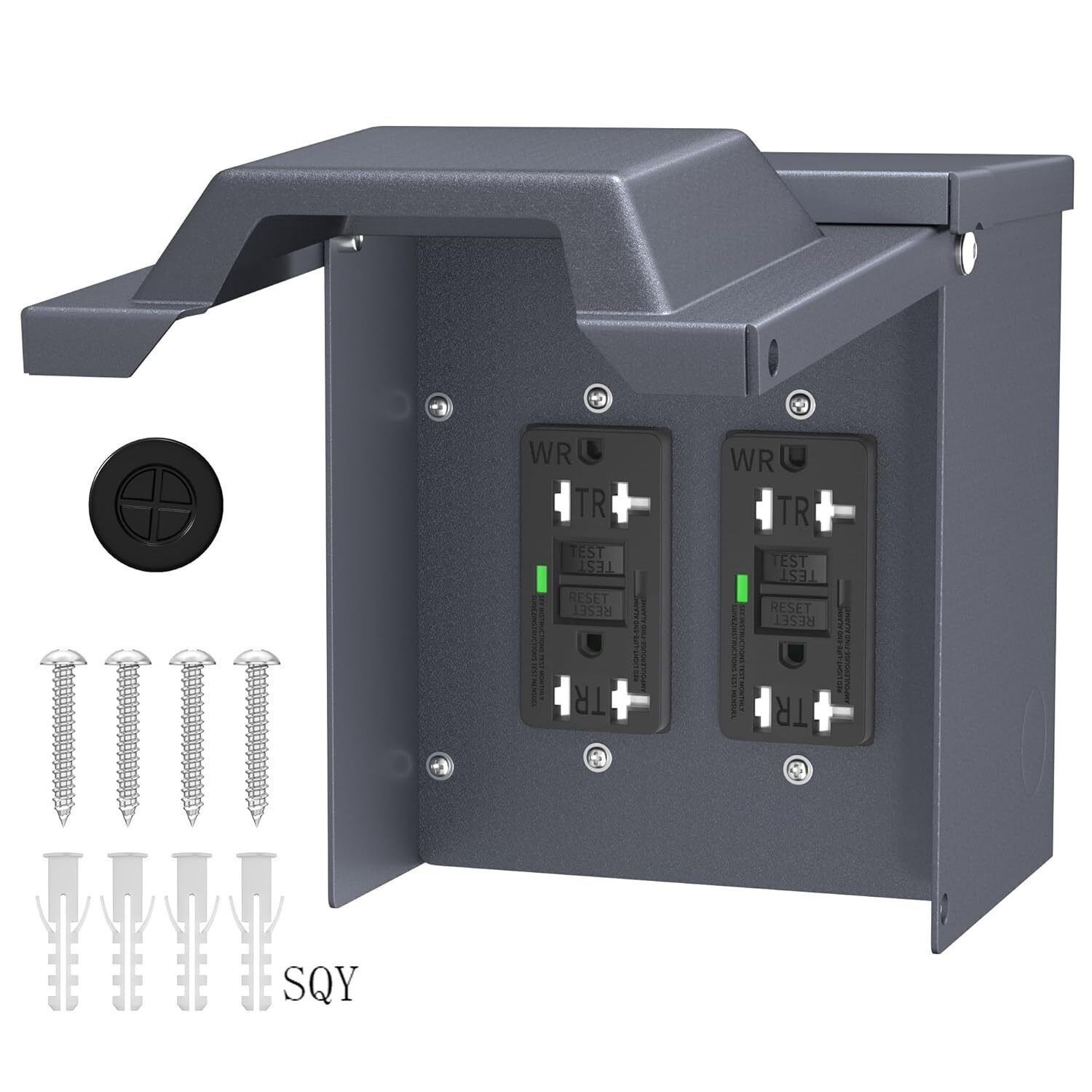 Outdoor Electrical Outlet Box with Dual 20 Amp WRTR GFCI Receptacles ...