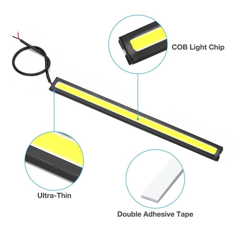 20PCS 12V LED STRIP DRL DAYTIME RUNNING LIGHTS FOG COB CAR LAMP DRIVING ...