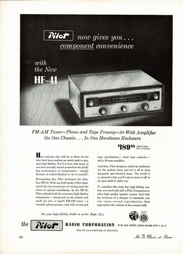 1956 Pilot Radio Corp HF-42 Hi-Fi Receiver Vintage Print Ad | eBay