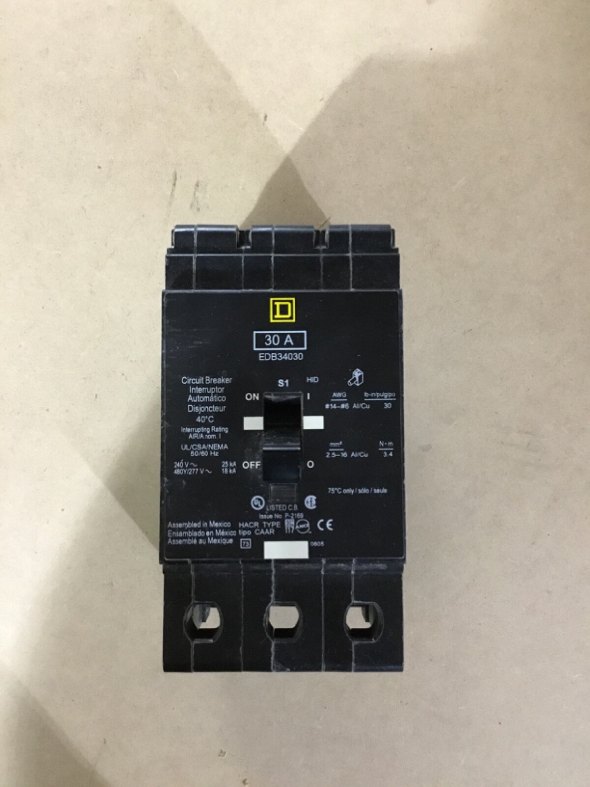 Square D #EDB34030 30amp 3pole circuit breaker | eBay