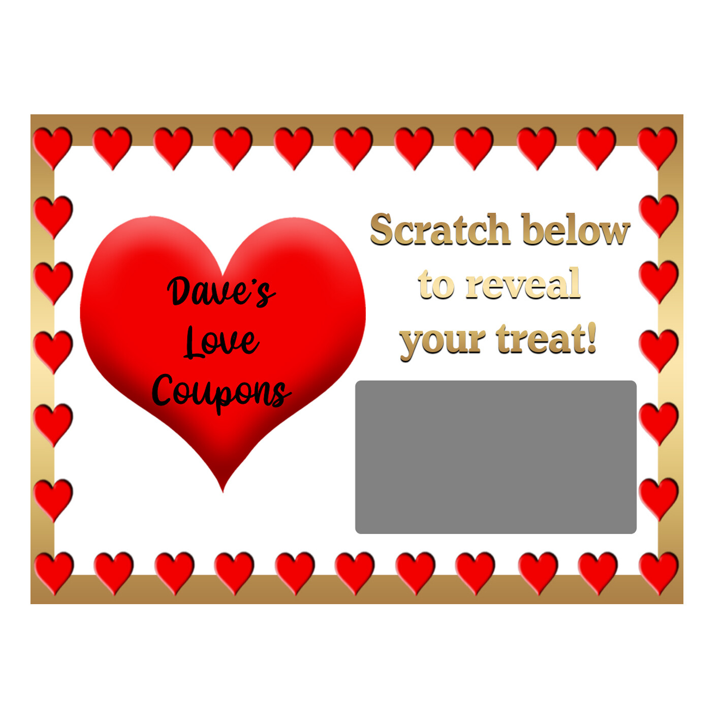 10x Personalised Valentines Love Coupons Vouchers Sexy Scratch Cards
