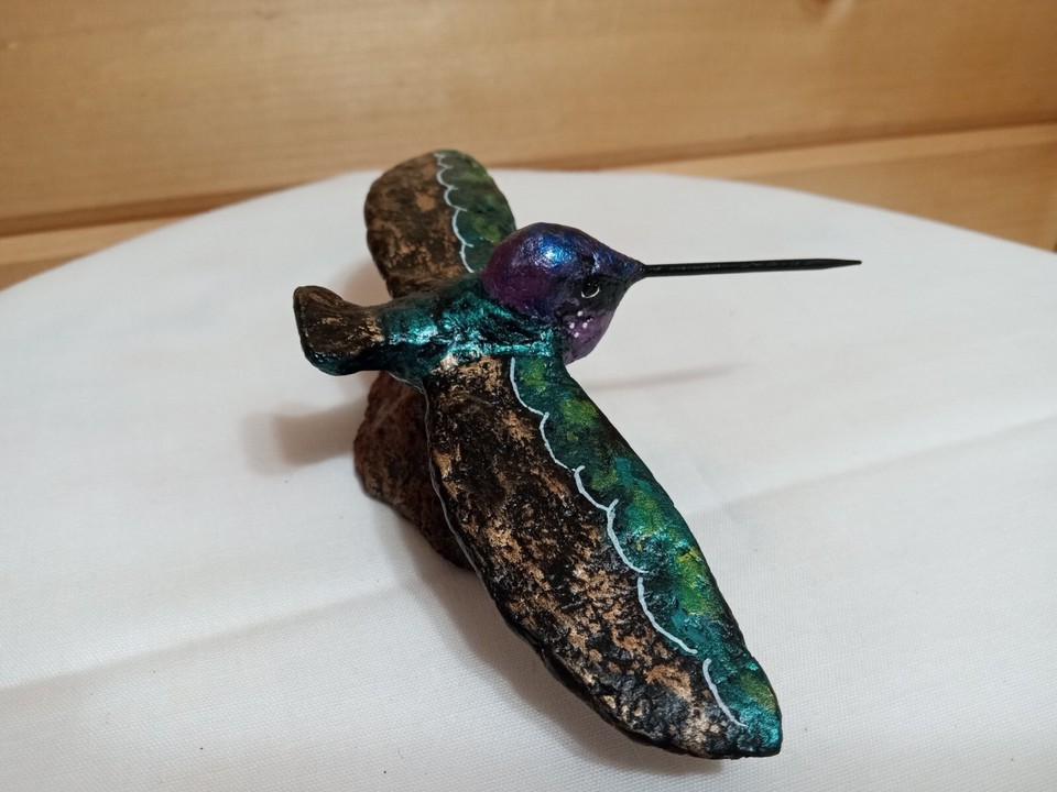 Handmade Whimsical Folk Art Hummingbird Paper Mache Sculpture Bird ...