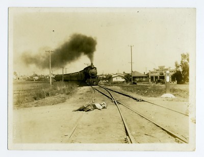 VINTAGE PHOTO OF DAMSEL IN DISTRESS - WOMAN ON TRAIN TRACKS - RAILROAD ...