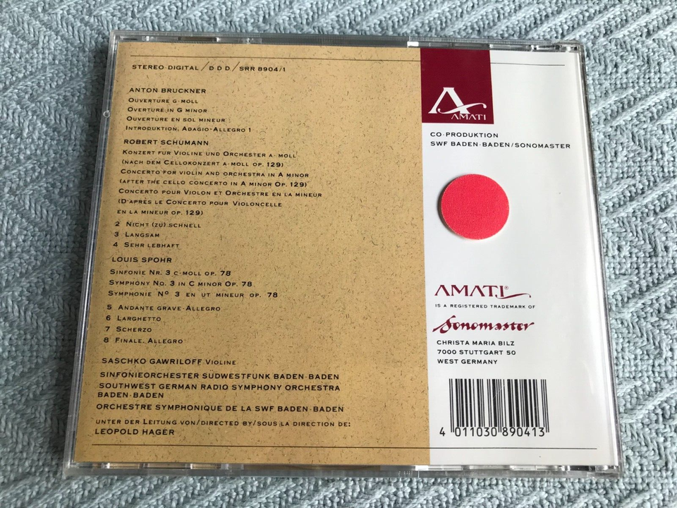 BRUCKNER-SCHUMANN-SPOHR: Overture, Concerto/Violoncello, Symphony (CD ...