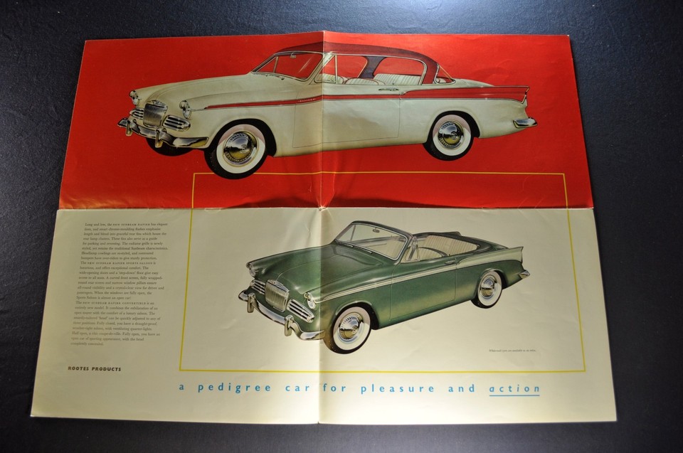 1958-1959 Sunbeam Rapier Brochure Folder Convertible Hardtop Excellent ...