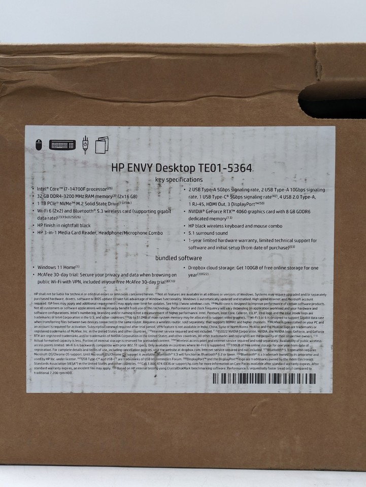 HP ENVY Desktop TE01-5364 Intel Core i7-14700F 32GB DDR4 1TB SSD RTX ...