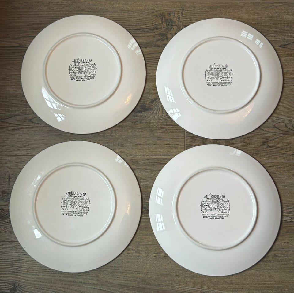 4 Rare 1970s MIKASA EVERFRESH Daffodils Dinner Plates C8301 Retro MCM ...