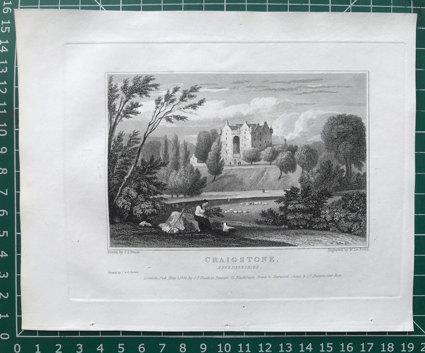 1826 Antique Print; Craigston Castle near Turriff, Aberdeenshire after ...
