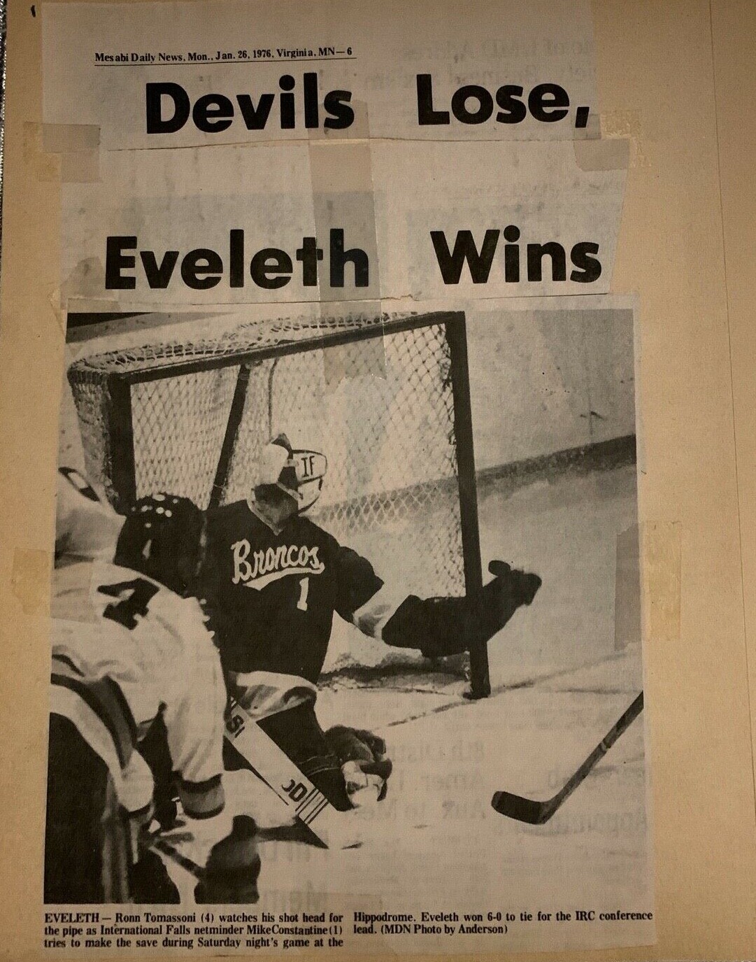 Eveleth (MN) Golden Bears beat International Falls- 1976 hockey Mark ...