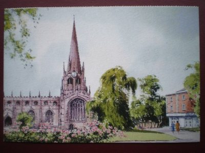 POSTCARD A8 YORKSHIRE ROTHERHAM MINSTER - PAINTING BY JOHN RUDKIN | eBay UK