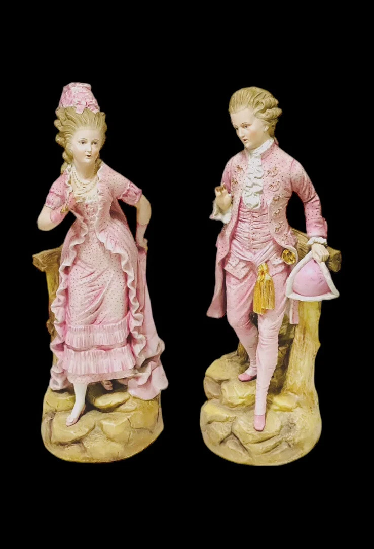 Porcelain Bisque German Statue of Lady in Pink - glwec.in