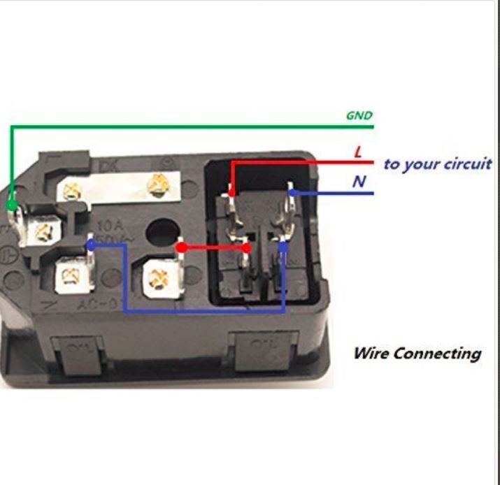 Inlet Panel mount Power Socket with Fuse Switch 10A 250V + connector ...