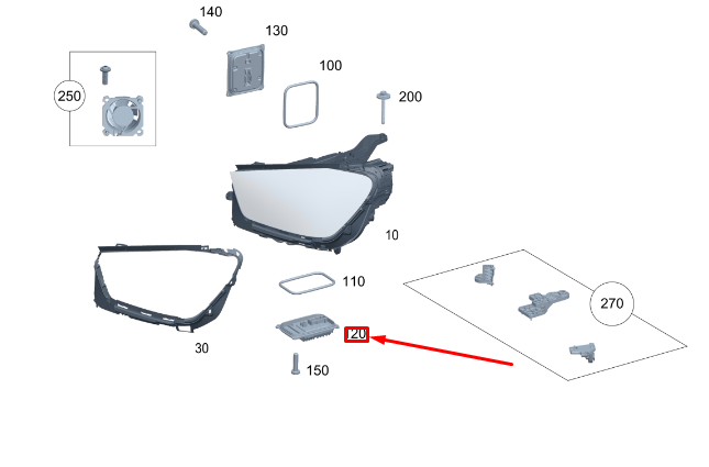MB GLE W167 Front Light Range Adjust. Left Control Unit A2479009009 NEW ...