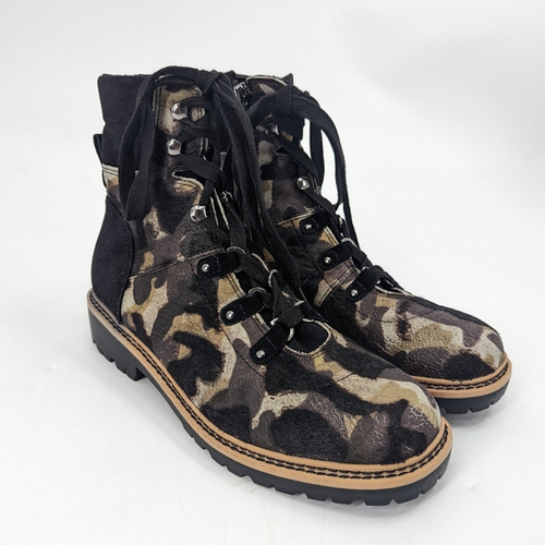 ME TOO Boots Womens 6.5 Black Brown Cliff Cow Hair Lace Up | eBay