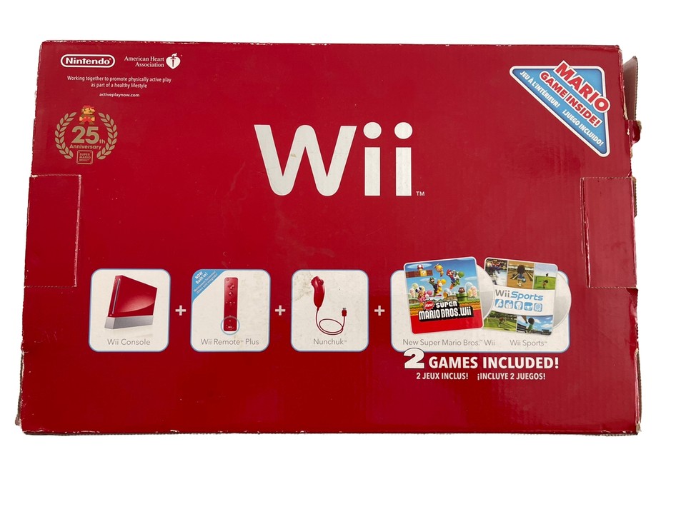 Original Nintendo Wii Red Super Mario 25th Anniversary Empty "Box Only ...