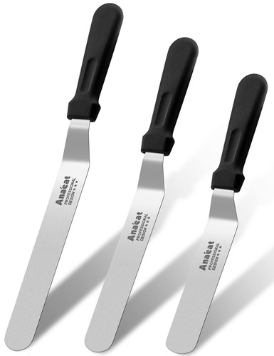Icing Spatulas Set of 3 Professional Cake Angled Offset Spatula with 6 ...