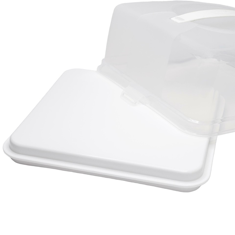 Large Round Square Cake Carrier Storage Tin Box Lockable Airtight Lid ...