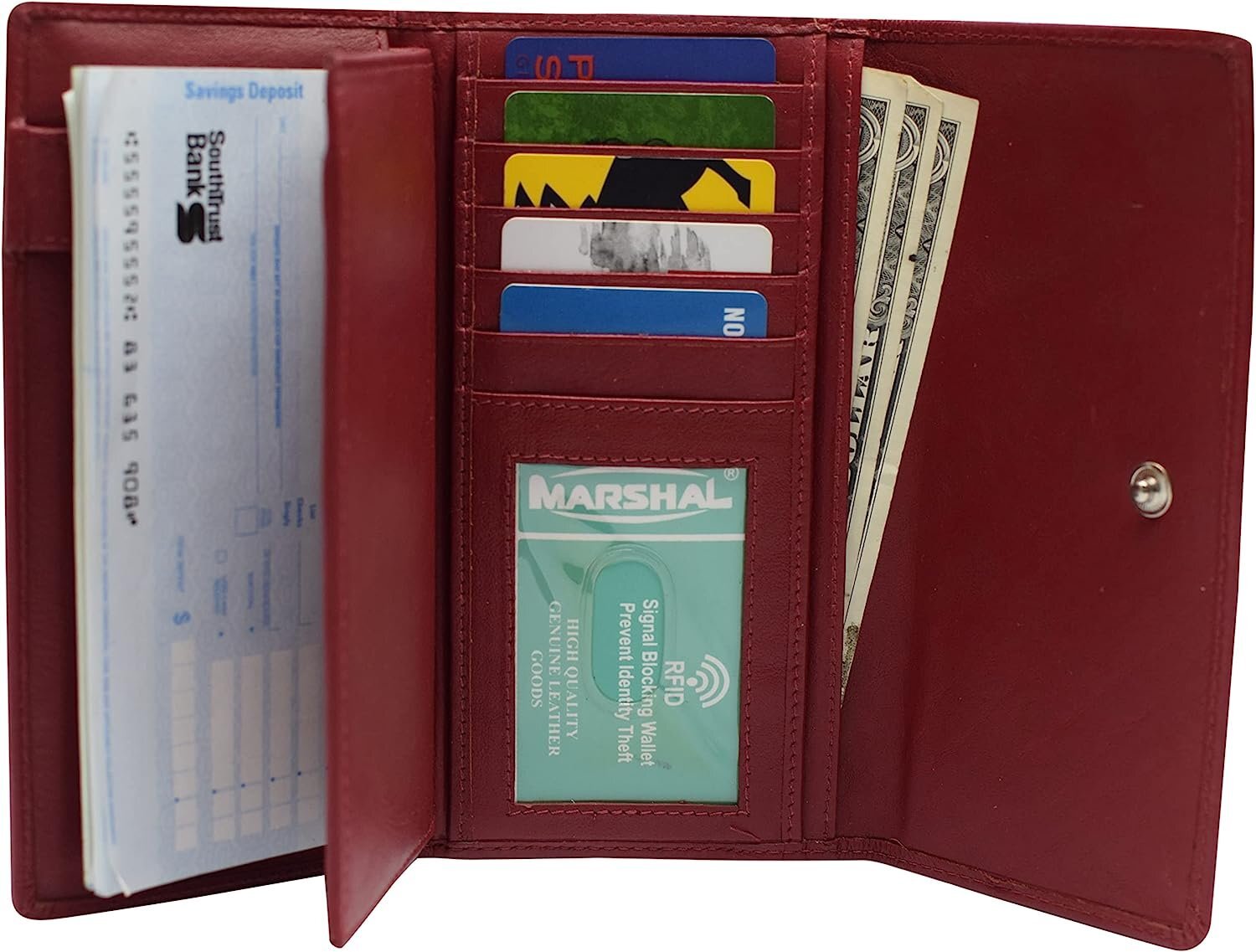 Womens RFID Genuine Leather Wallet Clutch Zip Around Checkbook ...