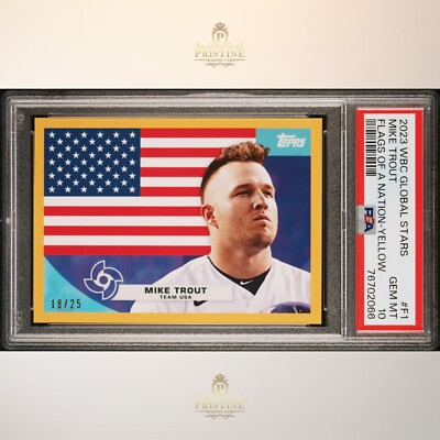 MIKE TROUT 2023 Topps WBC Global Stars Flag of a National Yellow /25 ...