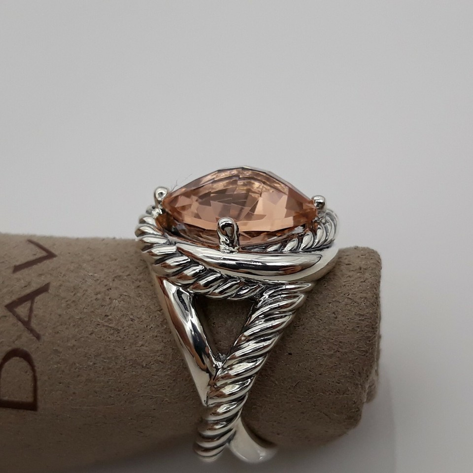 David Yurman Sterling Silver 925 Infinity Ring with Morganite 11mm size ...
