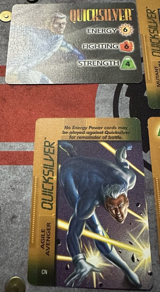 Fleer Marvel Overpower: QUICKSILVER Stat & 5 Special Cards Mission ...