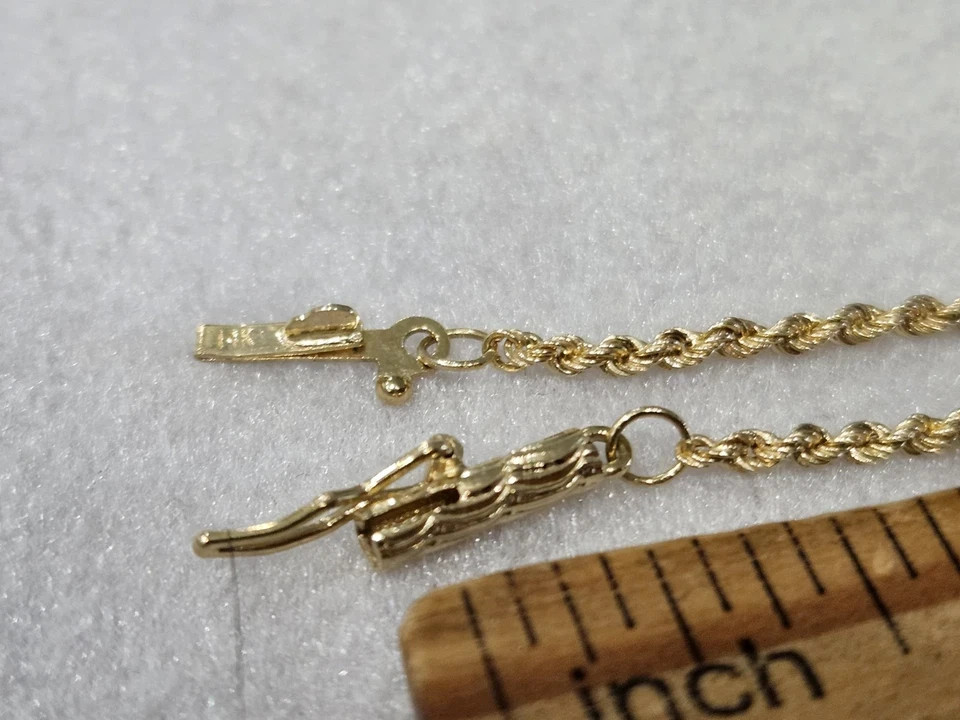 14K YELLOW GOLD 24" INCH ROPE CHAIN NECKLACE NICE CLASP JEWELRY | eBay