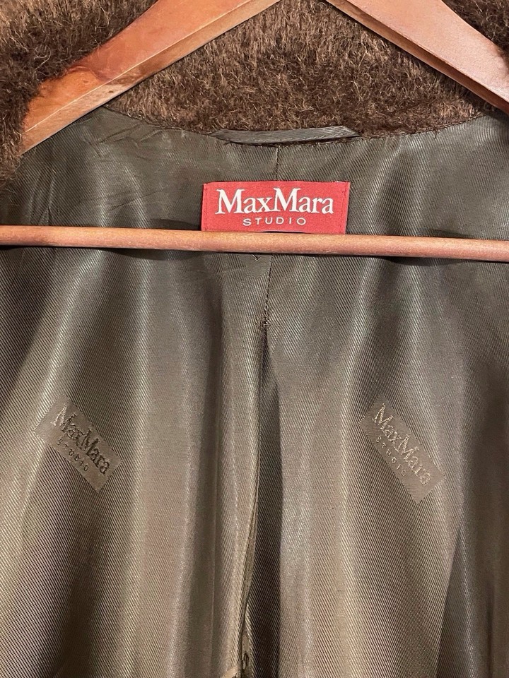 Max Mara Icon Teddy Bear Alpaca Wool Coat Chocolate Brown Size M UK10 ...