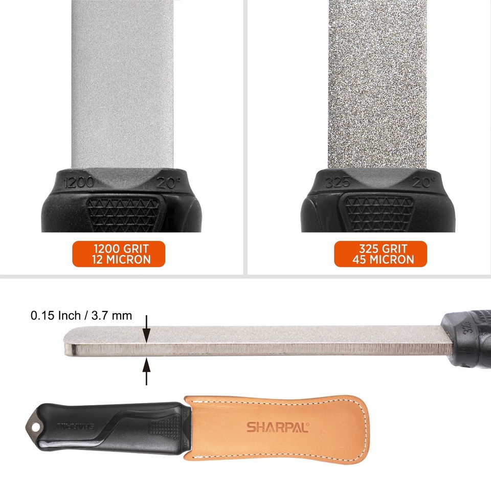 Dual-Grit Diamond Sharpening Stone with Leather Strop, Tool Sharpener ...