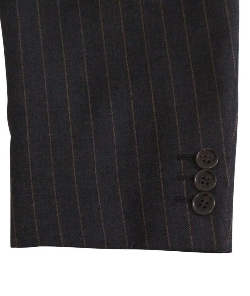 Coppley Two Piece Gray Wool Brown Stripe Suit 40R Pants 32X29.5 | eBay