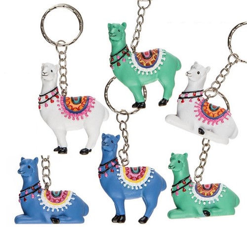 Llama Polyresin Keyring Key Chain Ring Toy / Gift 6cm 3 Colours Blue ...