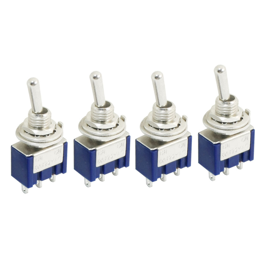4Pcs Blue Two Positions 3-Pin SPDT ON-ON Mini Toggle Switch 6A AC125V ...