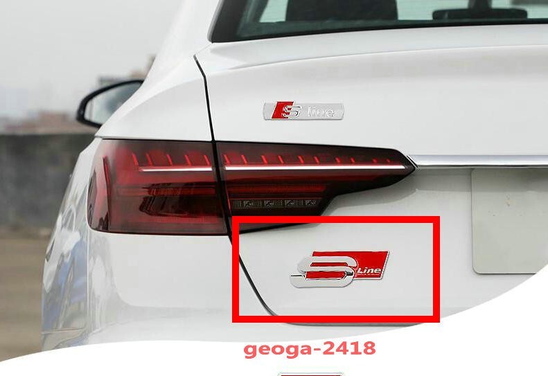 2Pcs Red Audi S Line Rear Boot Badges Side Decals Emblems SLine Fit All ...