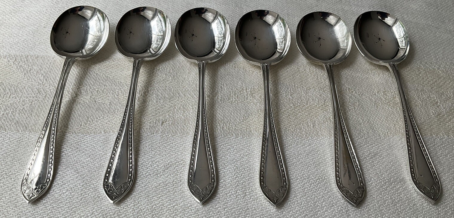 Vintage Set Of 6 Large Soup Spoons Silver Plate EPNS SHEFFIELD England ...