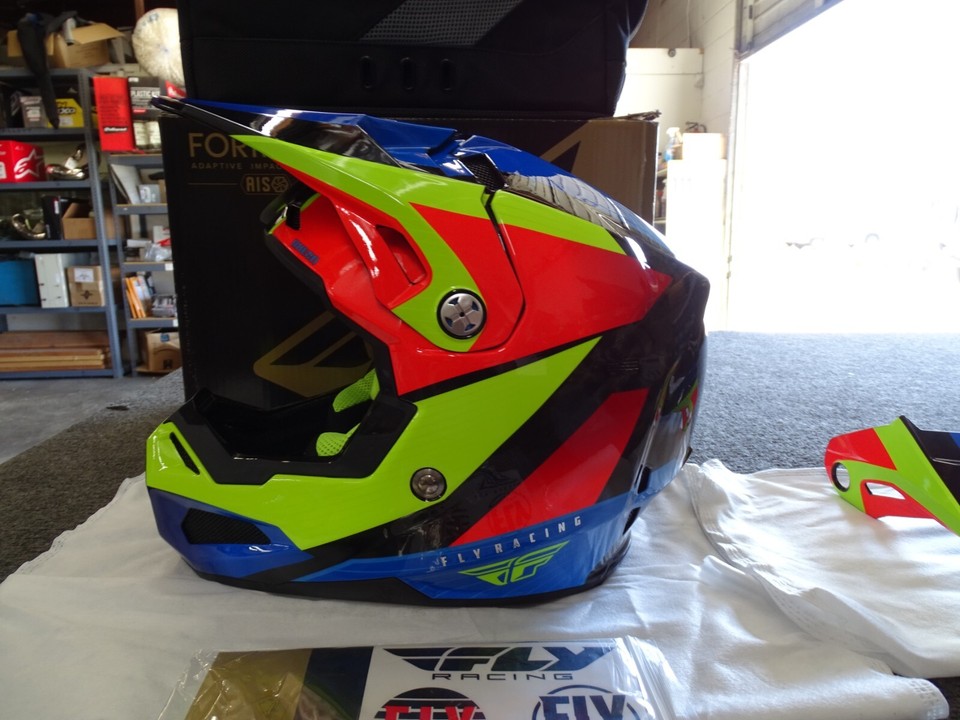 Fly Racing Formula Carbon Prim Helmet HI-Vis/Blue/Red | Small Dirt bike ...