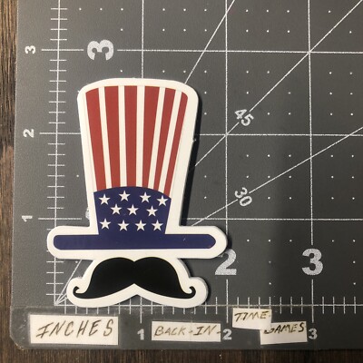 Sm. Uncle Sam Hat & Mustache Sticker For Skateboard Guitar Phone Ect ...