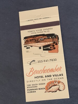 Vintage Florida Matchbook: “Beachcomber Hotel And Villas” Pompano Beach ...