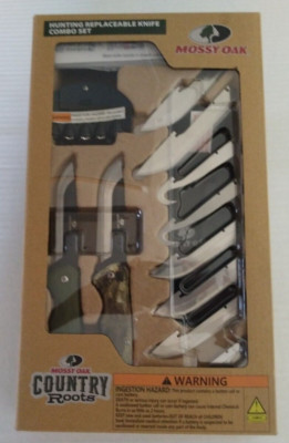 Hunting Replaceable Blade Knife Combo Set 13 pc Mossy Oak Country Fixed ...