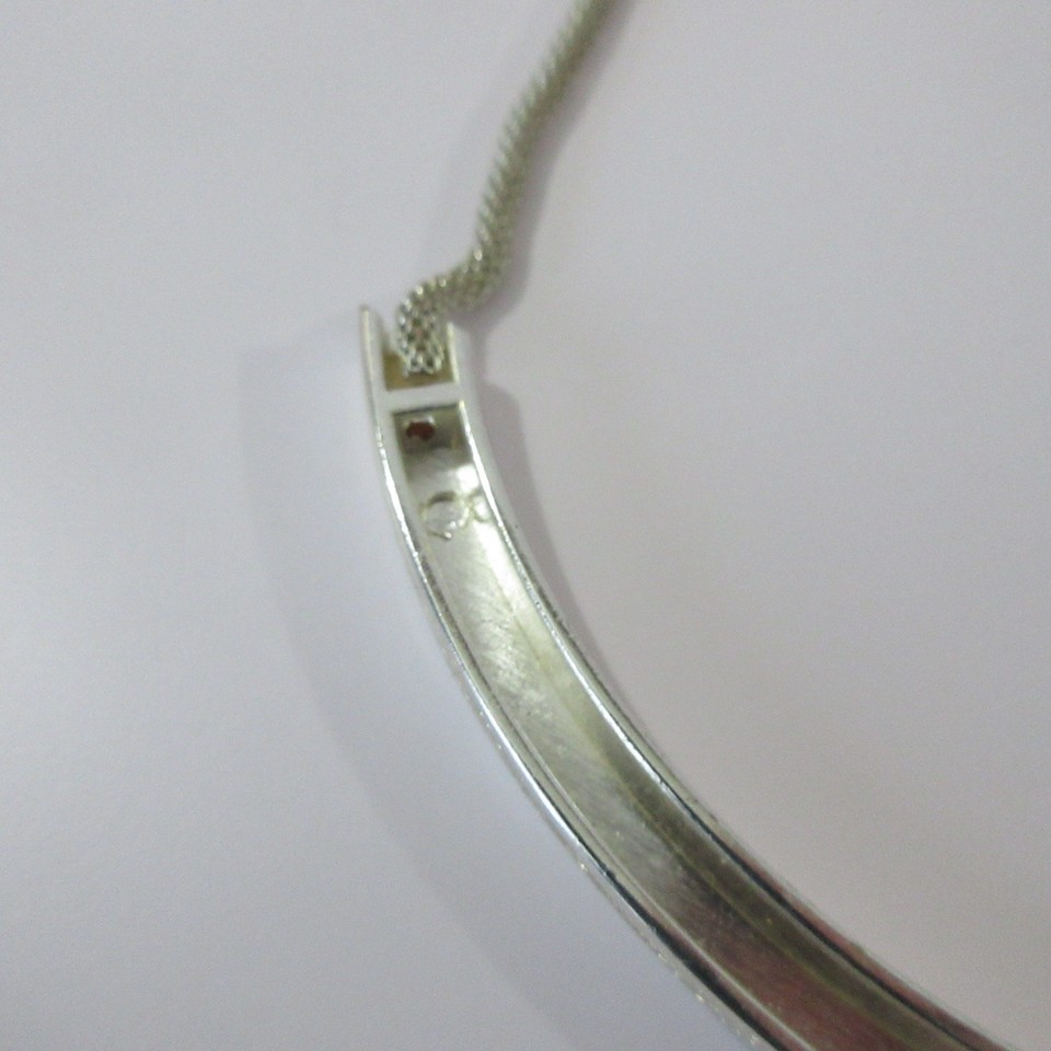 Silver Tone Round Chain Curved Bar Necklace Business Modernist ...