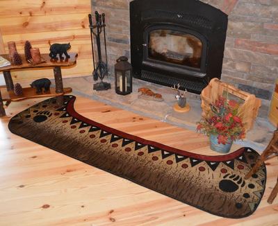 2X8 Cabin Lodge Bear Fish Canoe Oars Black Red Beige Brown Green Runner ...