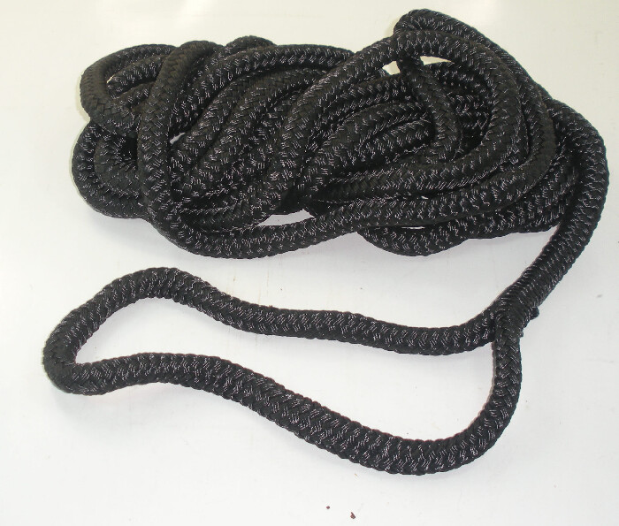Unicord Double Braid Nylon Dock Line Rope 1/2" x 25 Ft Black ...