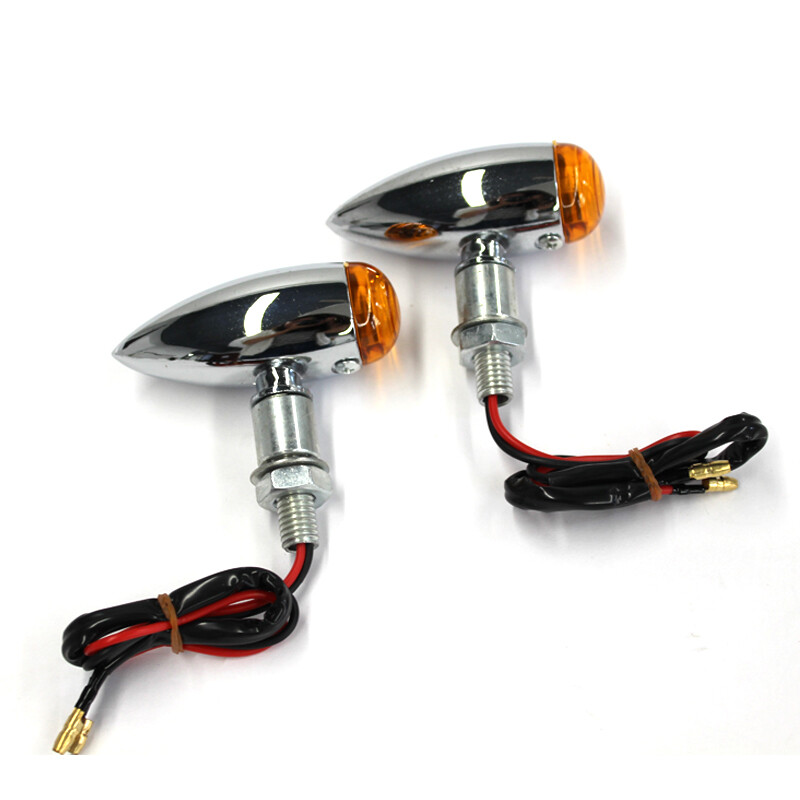Chrome Motorcycle Halogen Turn Signal Light Indicators Amber Bullet ...