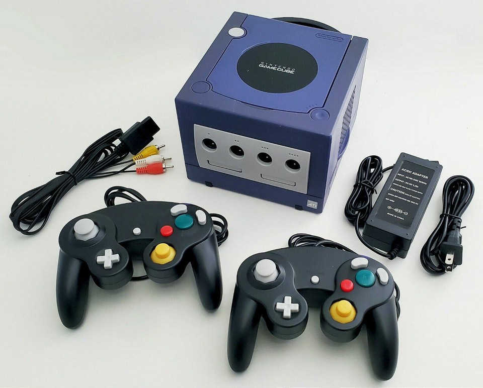 OG Nintendo GameCube Gaming System INDIGO Console 2 Controller Bundle ...