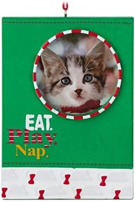 Hallmark Christmas Tree Ornament Eat Play Nap Cat Photo Frame | eBay