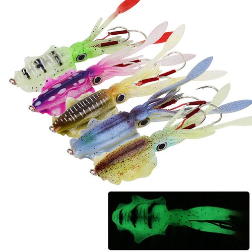 Fishing Soft Lure Luminous Squid Jig Fishing Lures Octopus Calamar Bait ...