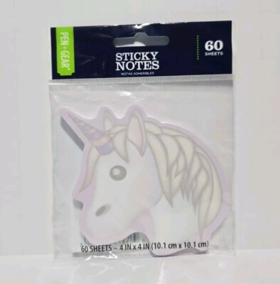 Pen + Gear Emoji Unicorn Shaped Sticky Notes Notepad 60 Sheets 4x4 2017 ...